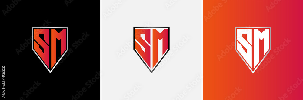 SM Shield Logo Creative Modern Minimal Alphabet S M Initial Letter Mark ...