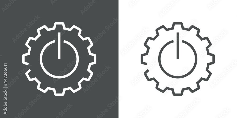 Vecteur Stock Icono plano engranaje con símbolo start con lineas en ...