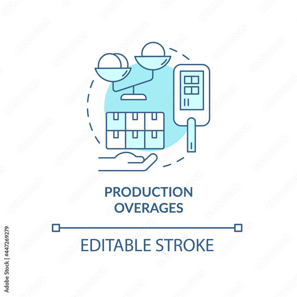 Production overages and usage limits concept icon. Humanitarian aid for ...