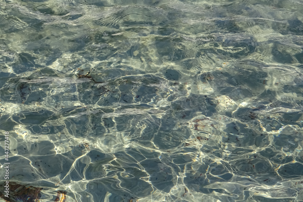 Surface of clear transparent water texture in fountain or pool on a ...