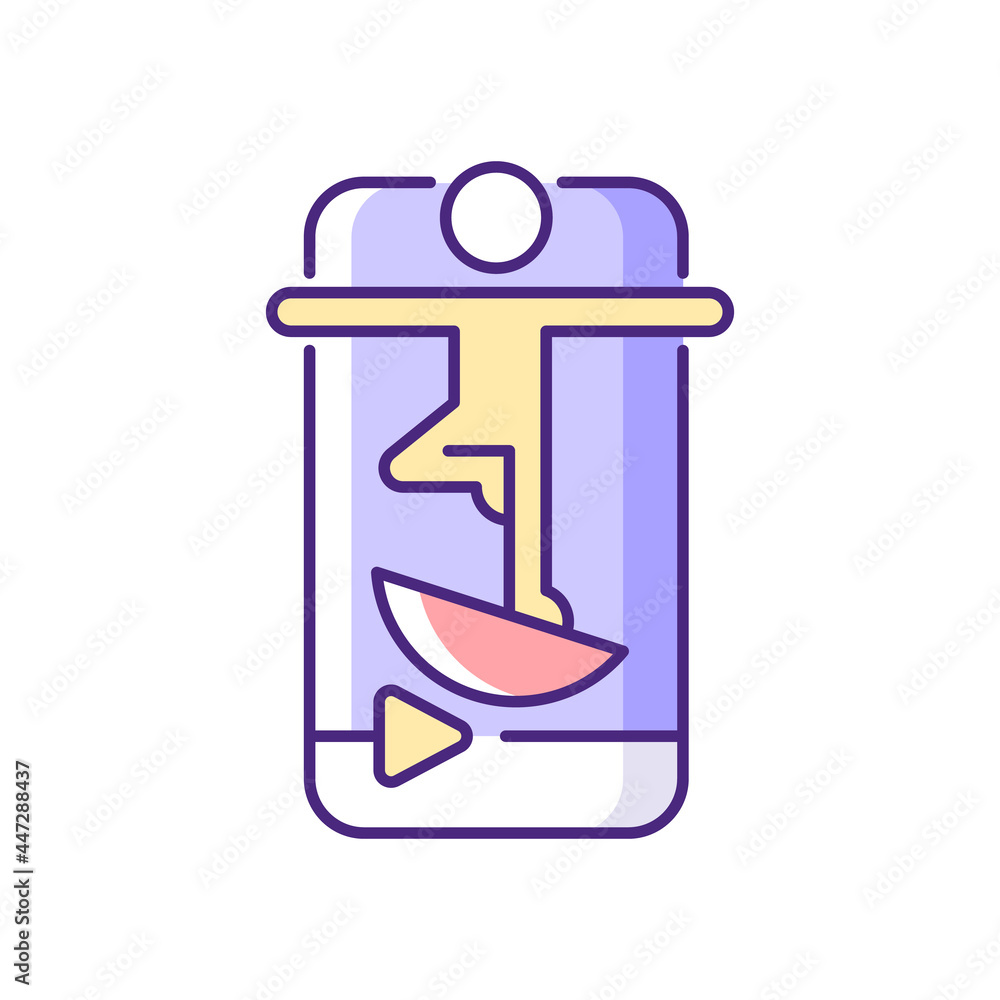 Online fitness balance training RGB color icon. Falls prevention and ...