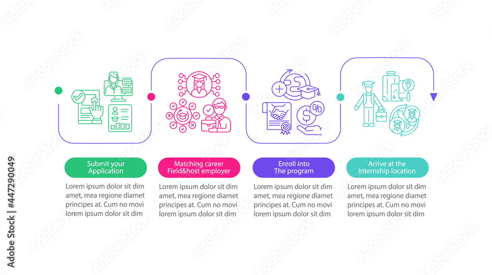 Internship overseas vector infographic template. Enroll into program ...