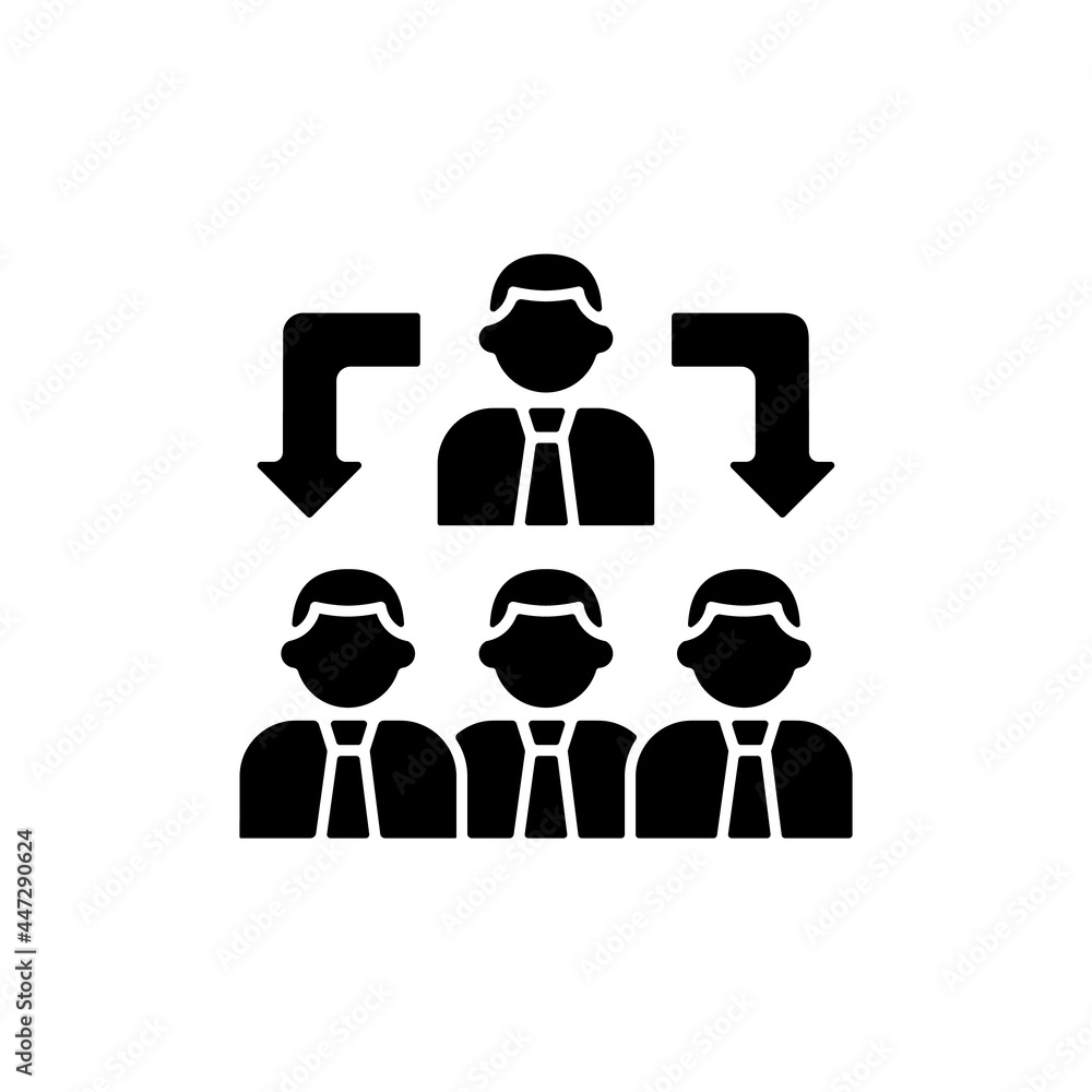 Coordination black glyph icon. Business relations. Process of ... Coordination black glyph icon. Business relations. Process of ...