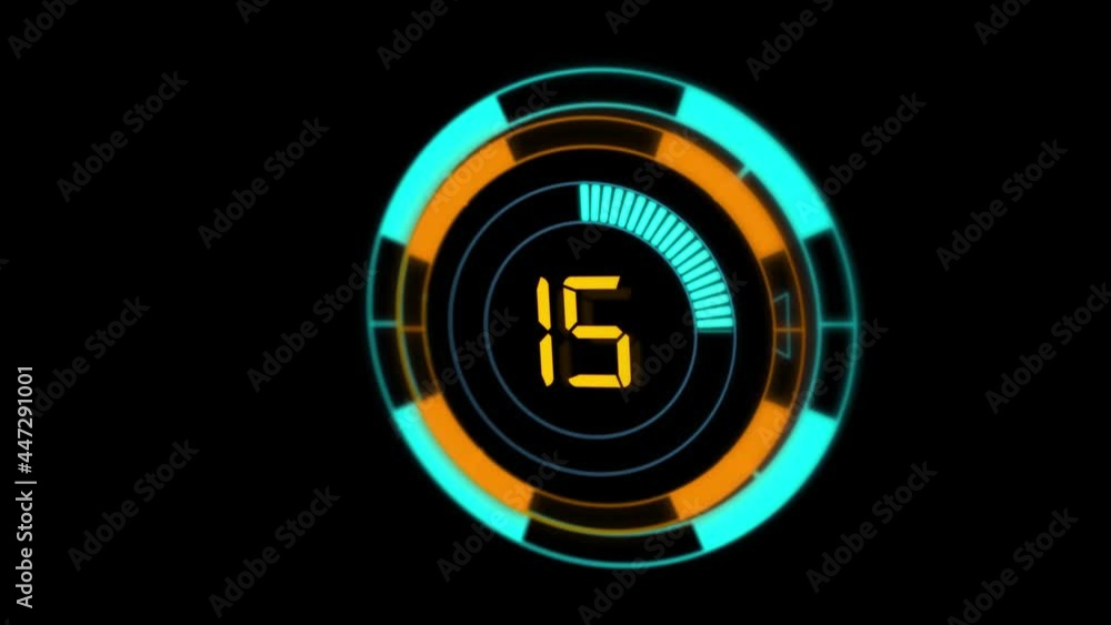 Digital Countdown leader graphic number 20 3d. Clock plate head ...