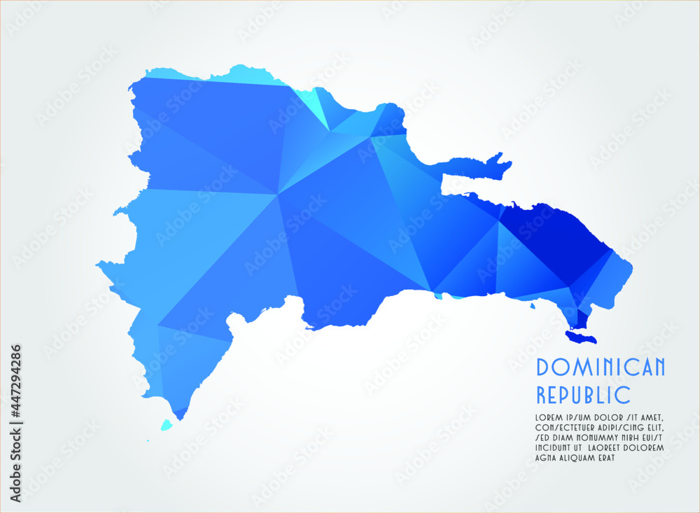 Dominican Republic map blue Color on white background polygonal Stock Vector | Adobe Stock