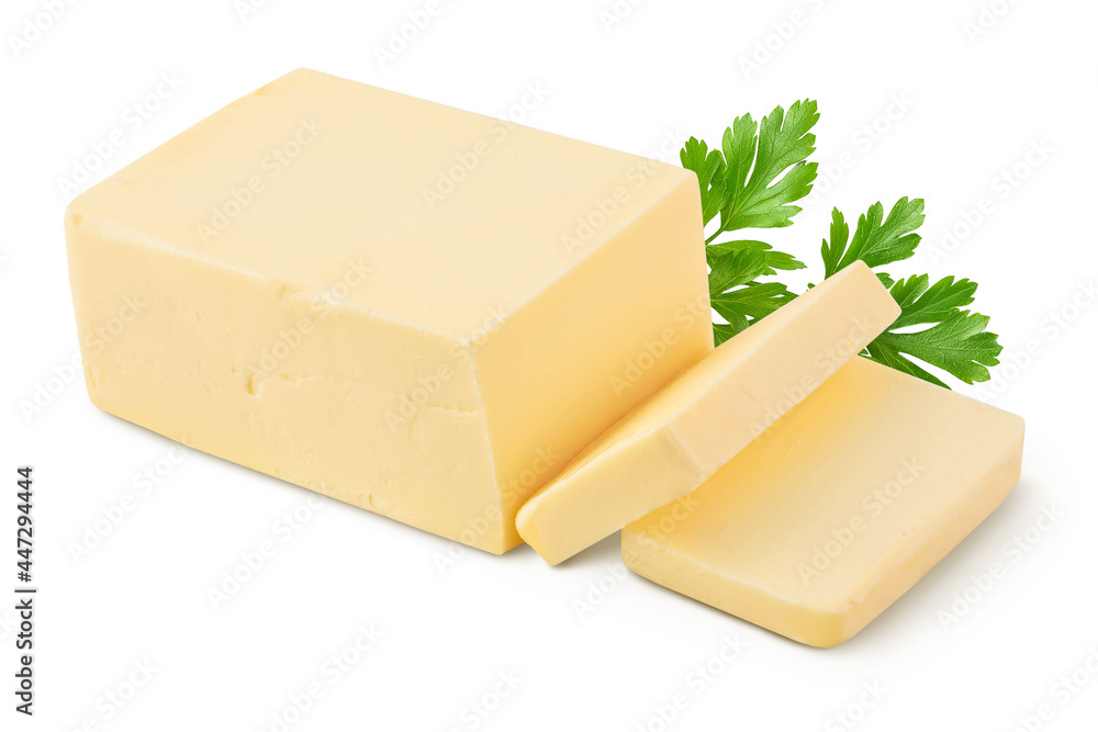 butter isolated on white background with clipping path and full depth ...
