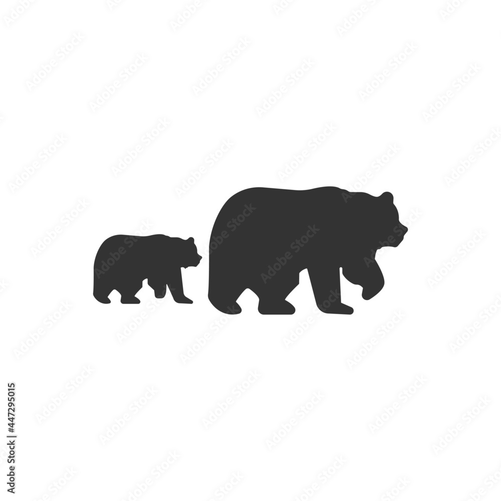 Bear and cub icon isolated on white background. Wildlife symbol modern ...