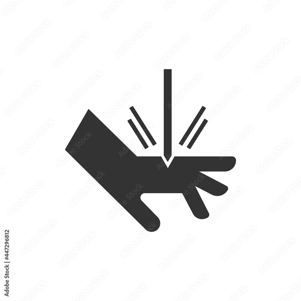 Injuring hand icon isolated on white background. Caution symbol modern ...