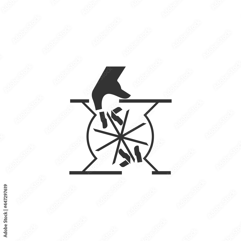 Cutting off fingers or hand icon isolated on white background. Caution ...