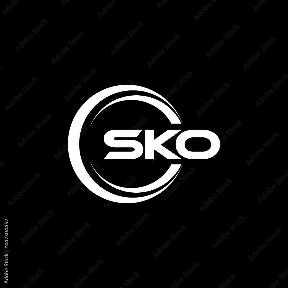 SKO letter logo design with black background in illustrator, cube logo ...
