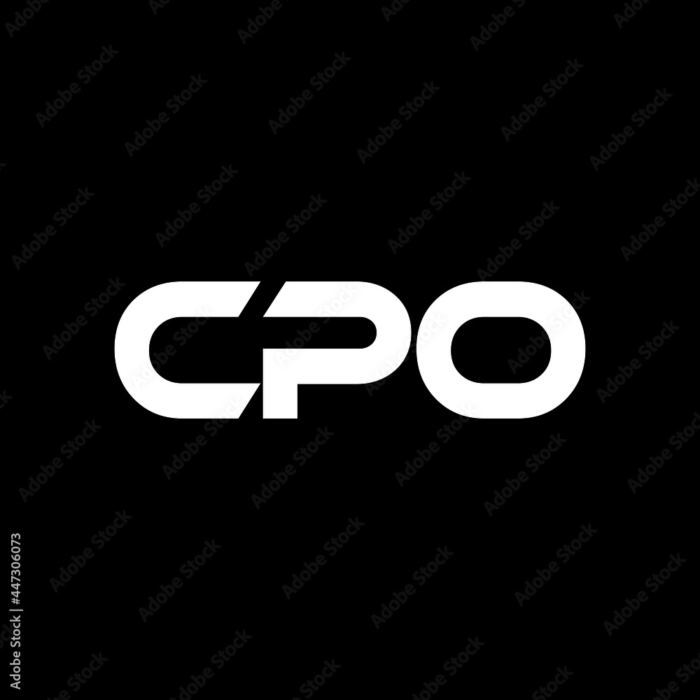 CPO letter logo design with black background in illustrator, vector ...