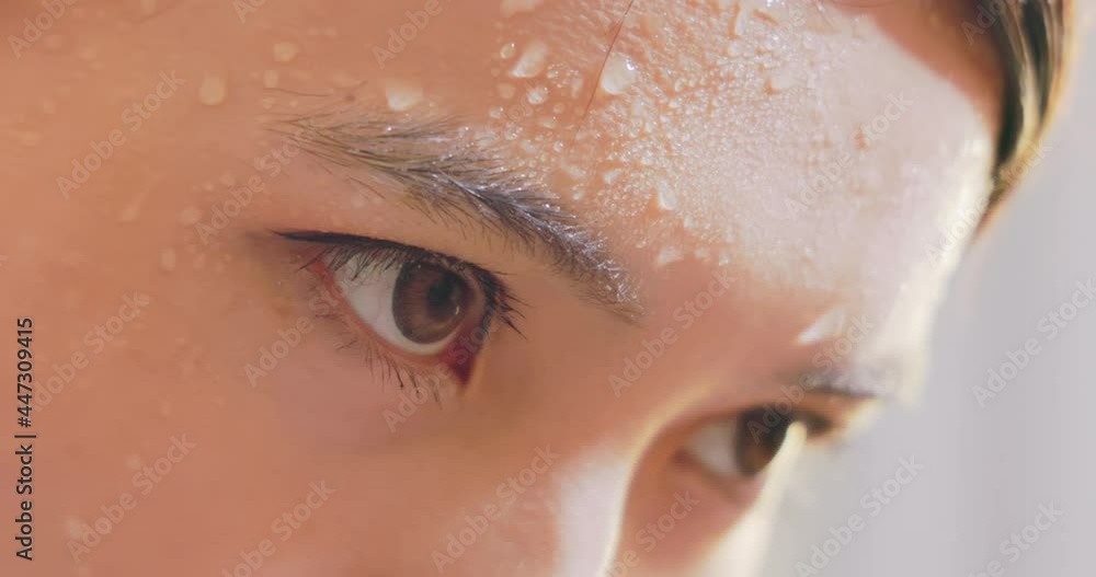 Close up sweat on forehead Stock Video | Adobe Stock