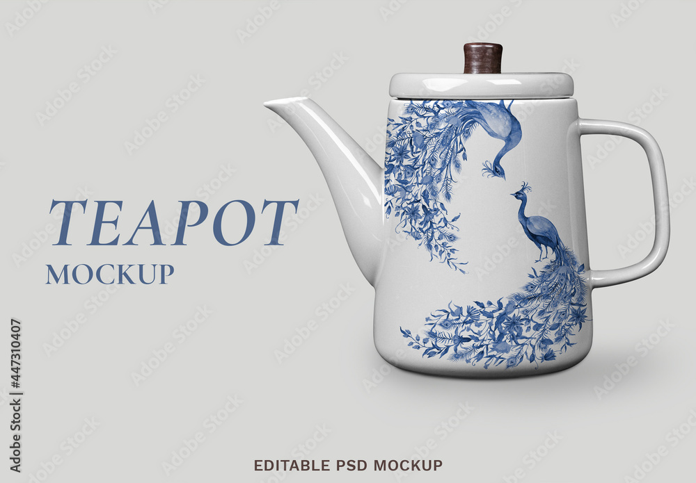 Editable Porcelain Kettle Mockup Stock Template | Adobe Stock