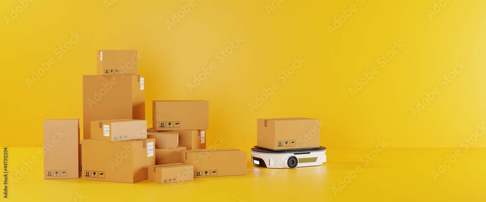 Concept of smart factory.Autonomous Robotic transportation or Automated ...