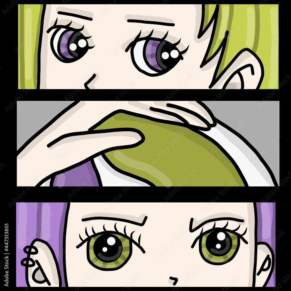 Manga style. Japanese cartoon Comic concept. Anime characters. Hand ...