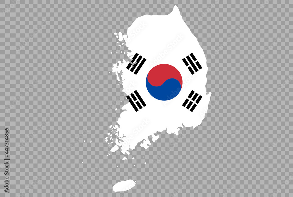 South Korea flag on map isolated on png or transparent background ...
