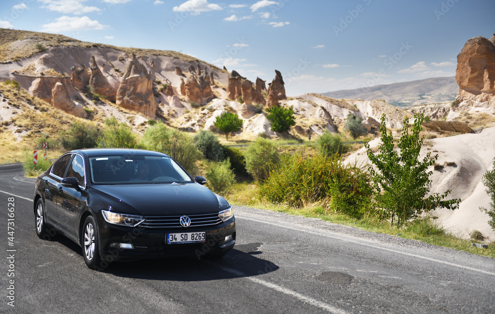 Cappadocia, Turkey 12.07.2021:Black VW Passat B8 on a highway in ...