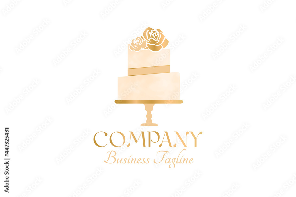 Gold Cake Logo Design Stock Vector | Adobe Stock