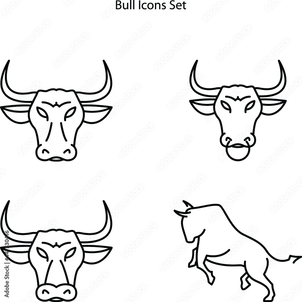 Vecteur Stock bull icons set isolated on white background. bull icon ...