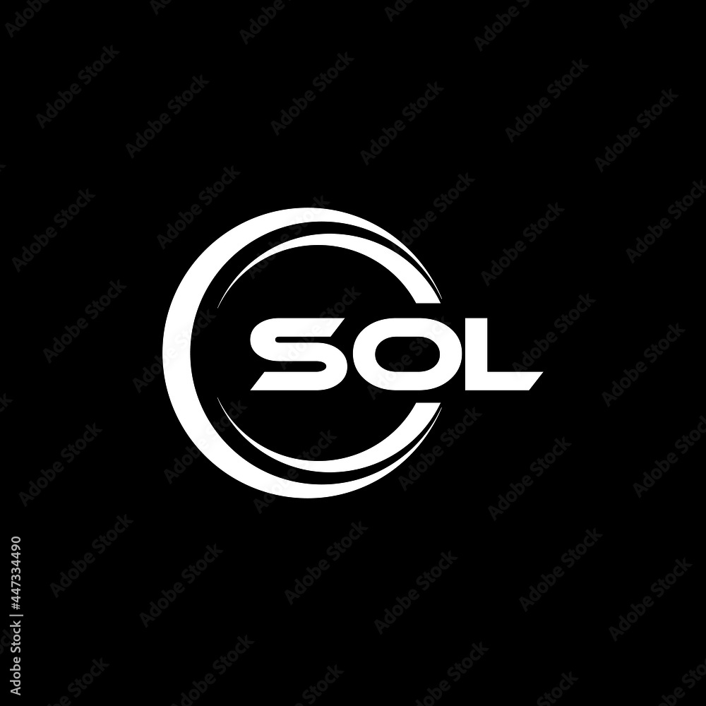 SOL letter logo design with black background in illustrator, cube logo ...