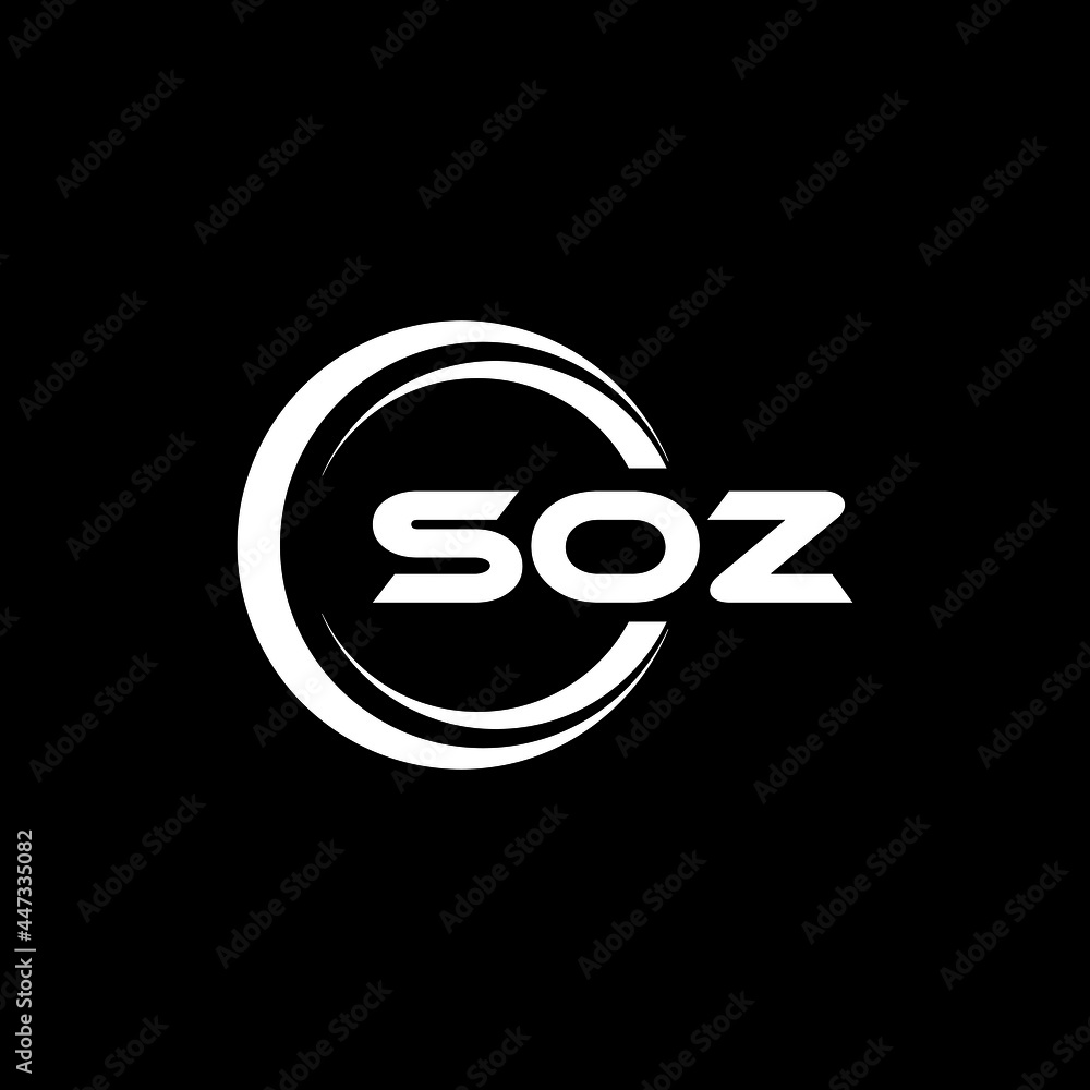 SOZ letter logo design with black background in illustrator, cube logo ...