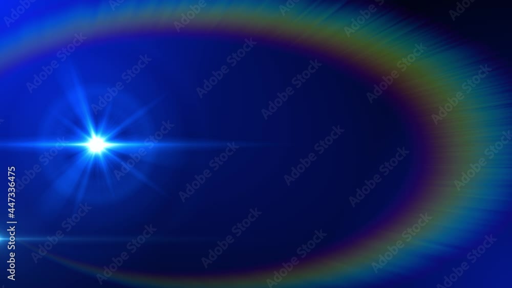 4K abstract Blue flare light beam with smoke and dust particle effect ...