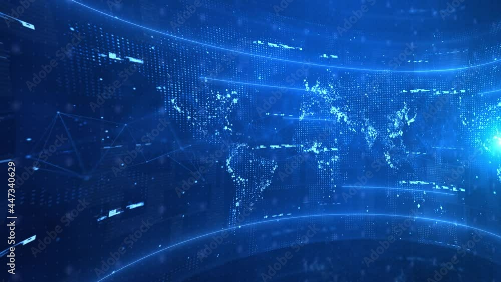 4K Global earth map rotating digital world breaking news Studio Loop ...