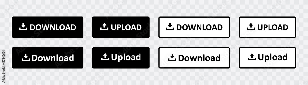 Download buttons vector set. Upload buttons vector set, Download and ...