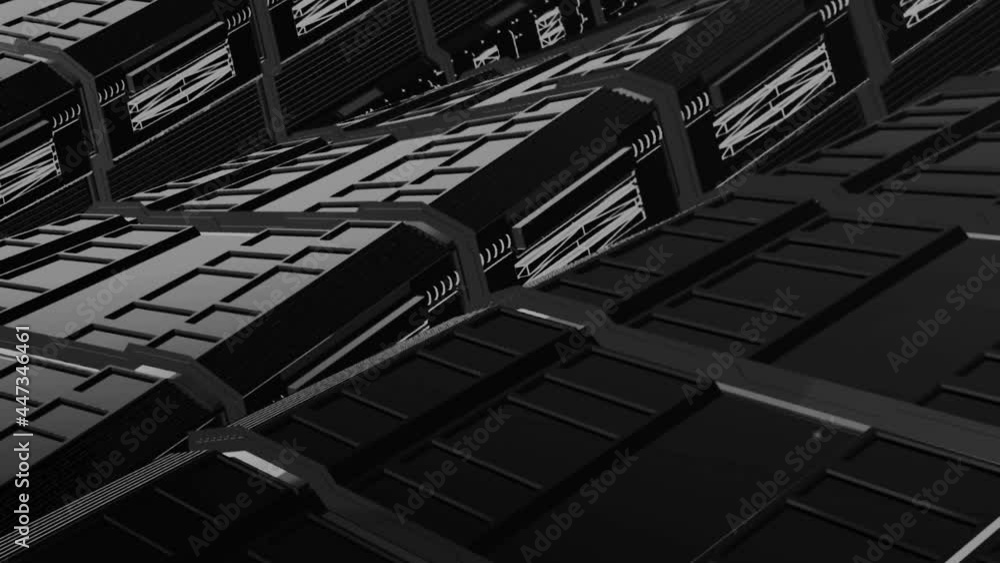 Futuristic platforms in spaceship. Motion. Platforms of spacecraft are ...