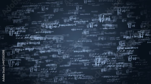Camera flying through math formulas Green Screen Loop Animation Background. Math calculations ...