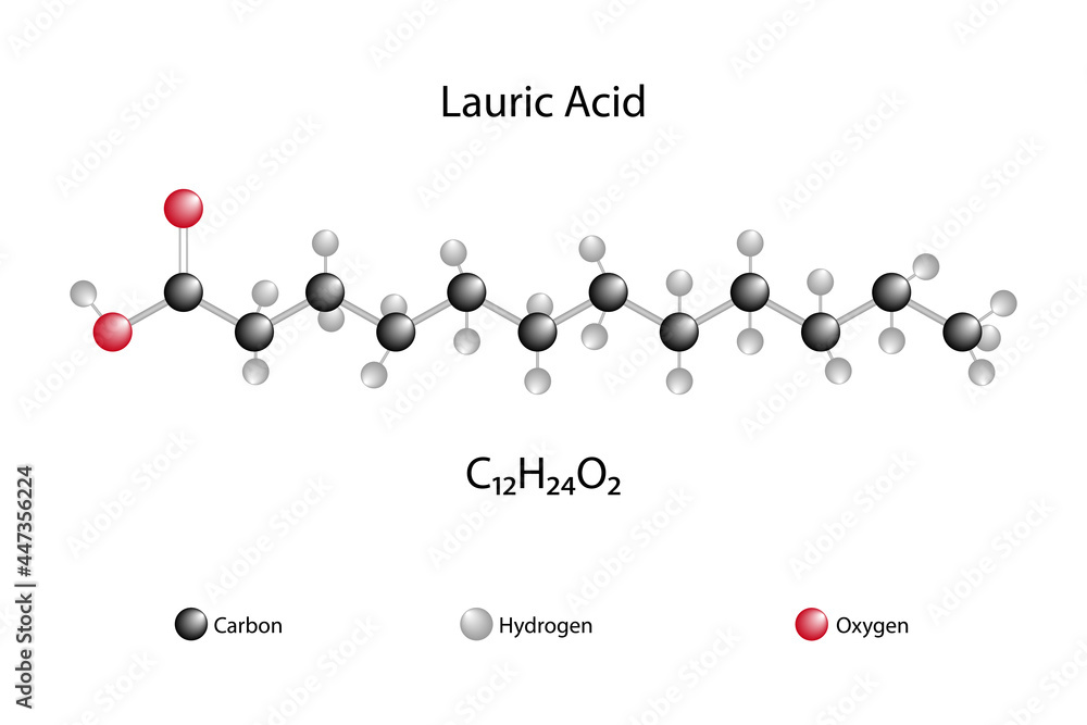 Molecular formula of lauric acid. Chemical structure of lauric acid ...