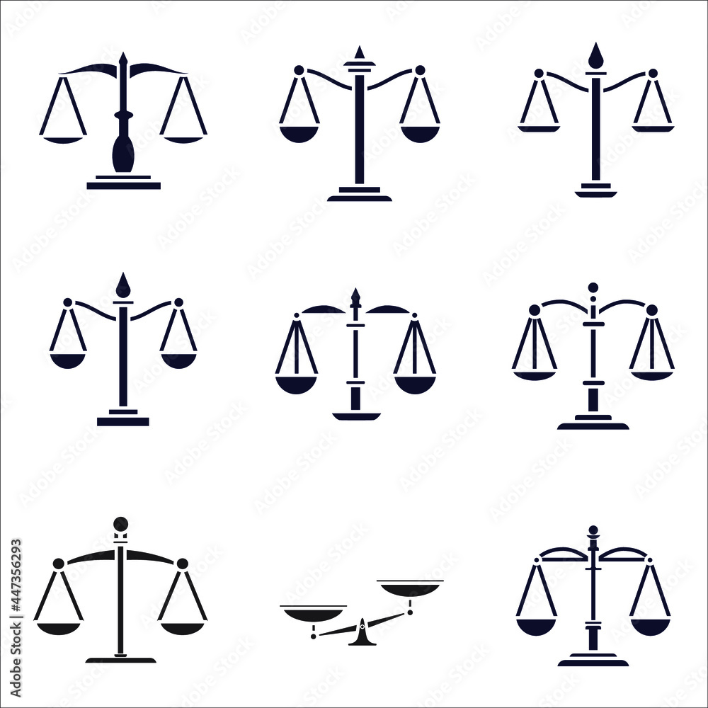 Law scale icon set. Law scale icon pack symbol vector elements for ...