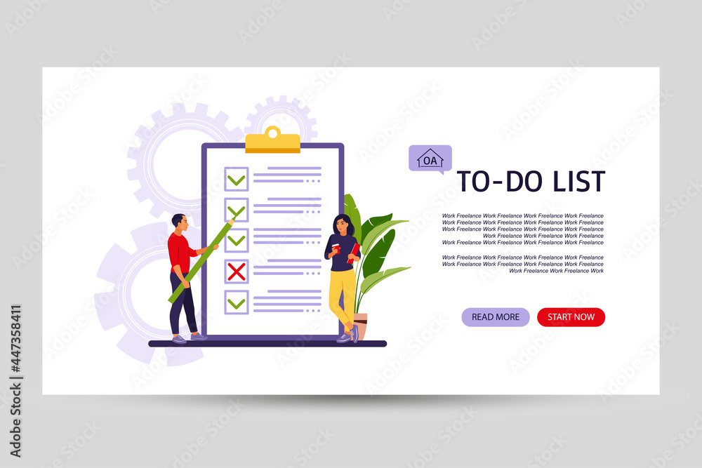 Checklist, to-do list landing page. Business idea, planning or coffee ...