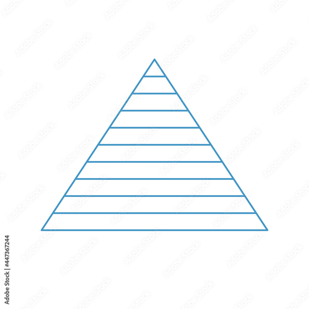 pyramid scheme 10 ten steps. vector hierarchy level chart graph, blue ...
