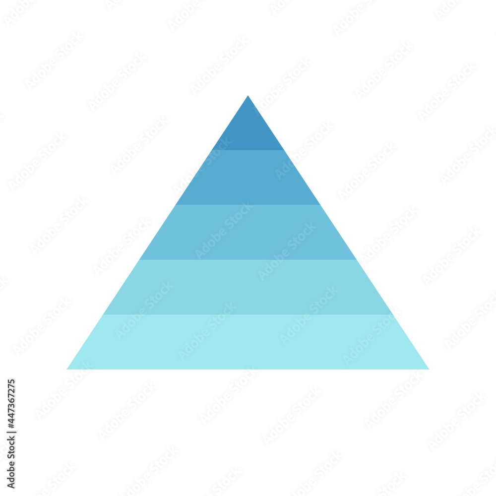 5 five steps pyramid scheme. vector hierarchy level chart graph, blue ...
