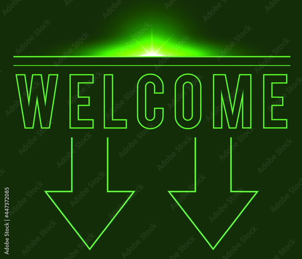 Welcome sign dark green with light neon effect shiny glow eps vector ...