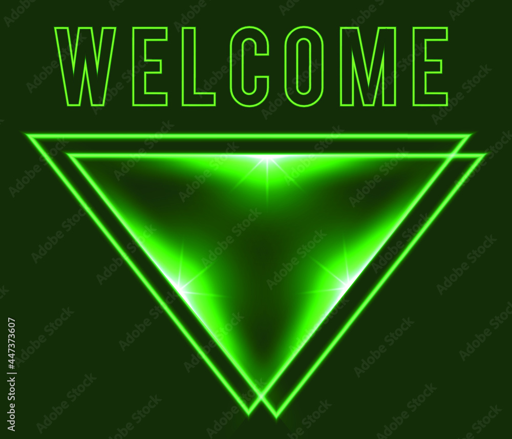 Welcome sign dark green with light neon effect shiny glow eps vector ...