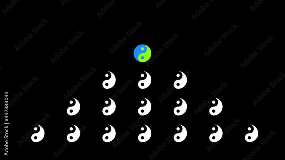 Set of rotating Yin and yang symbols. Color selection from a group ...