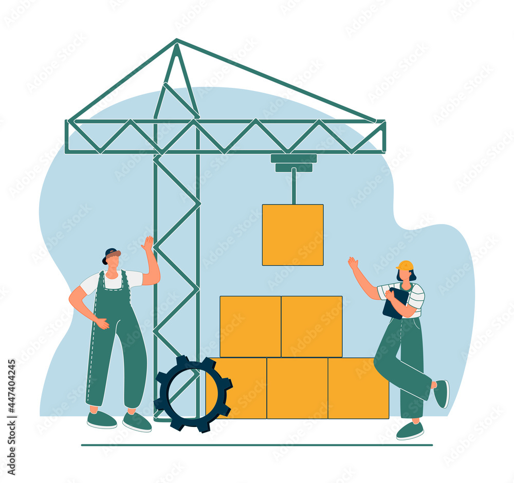 Solving problem and difficult work teamwork assemble tiny persons ...