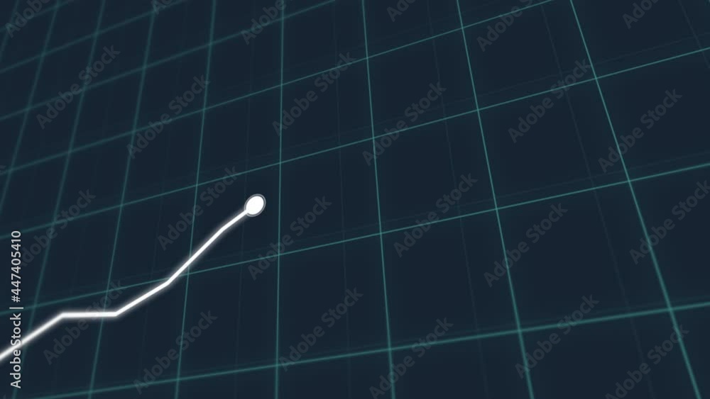 Growing line chart graph animation in white. Slight camera movement and ...