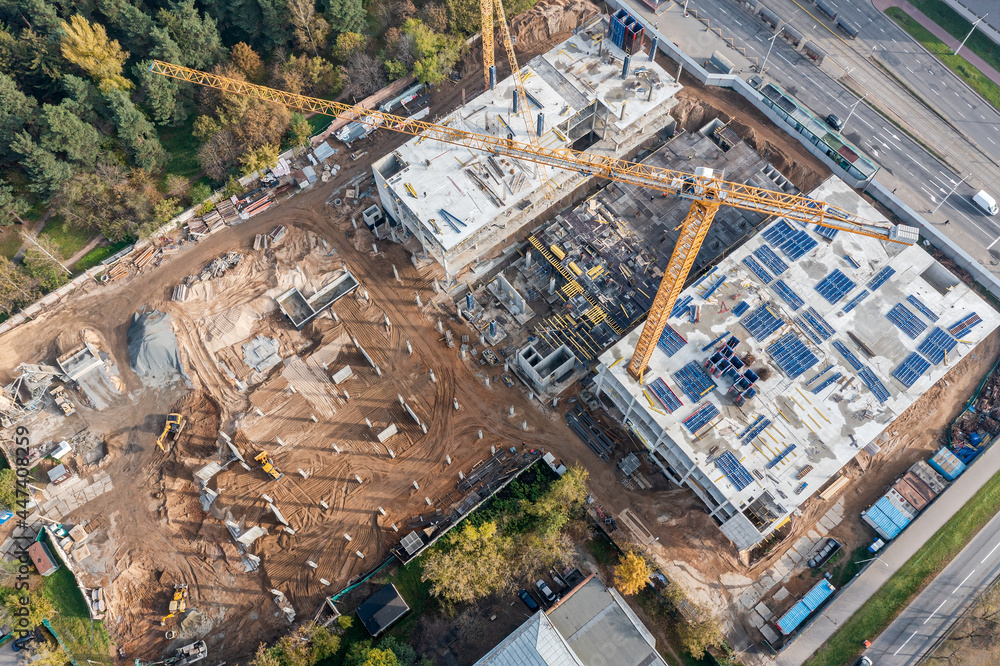 buildings under construction. building base of new buildings with ...