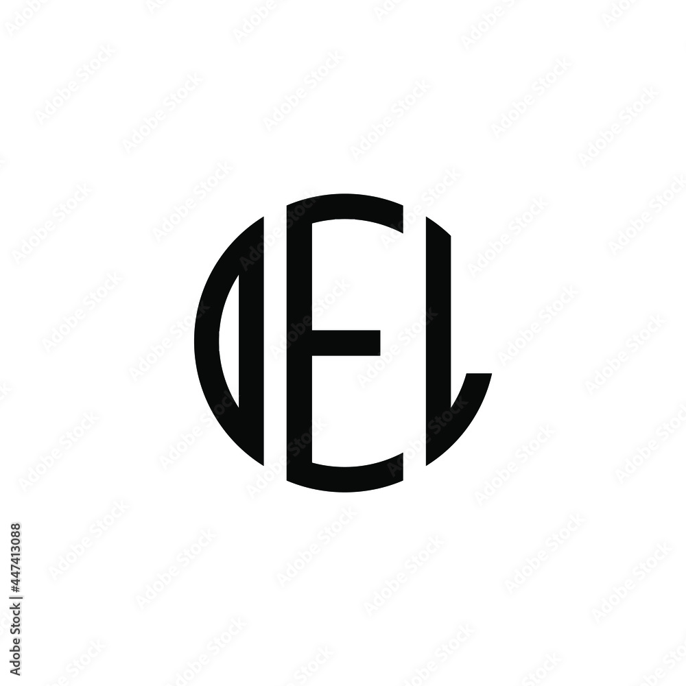 DEL letter logo design. DEL letter in circle shape. DEL Creative three ...