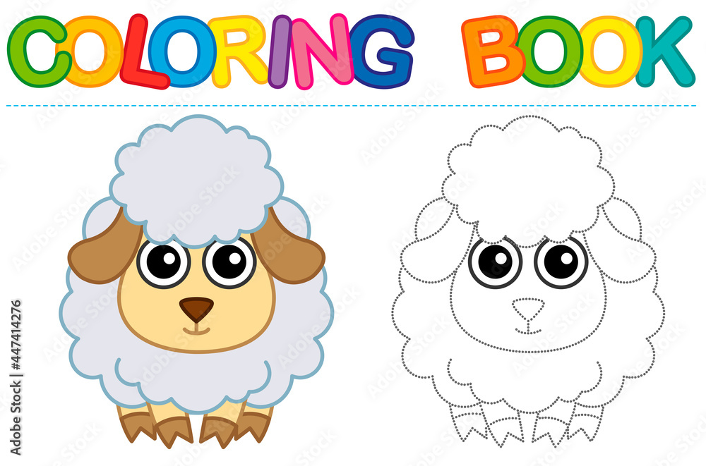 Coloring page funny sheep. Educational tracing coloring book for ...