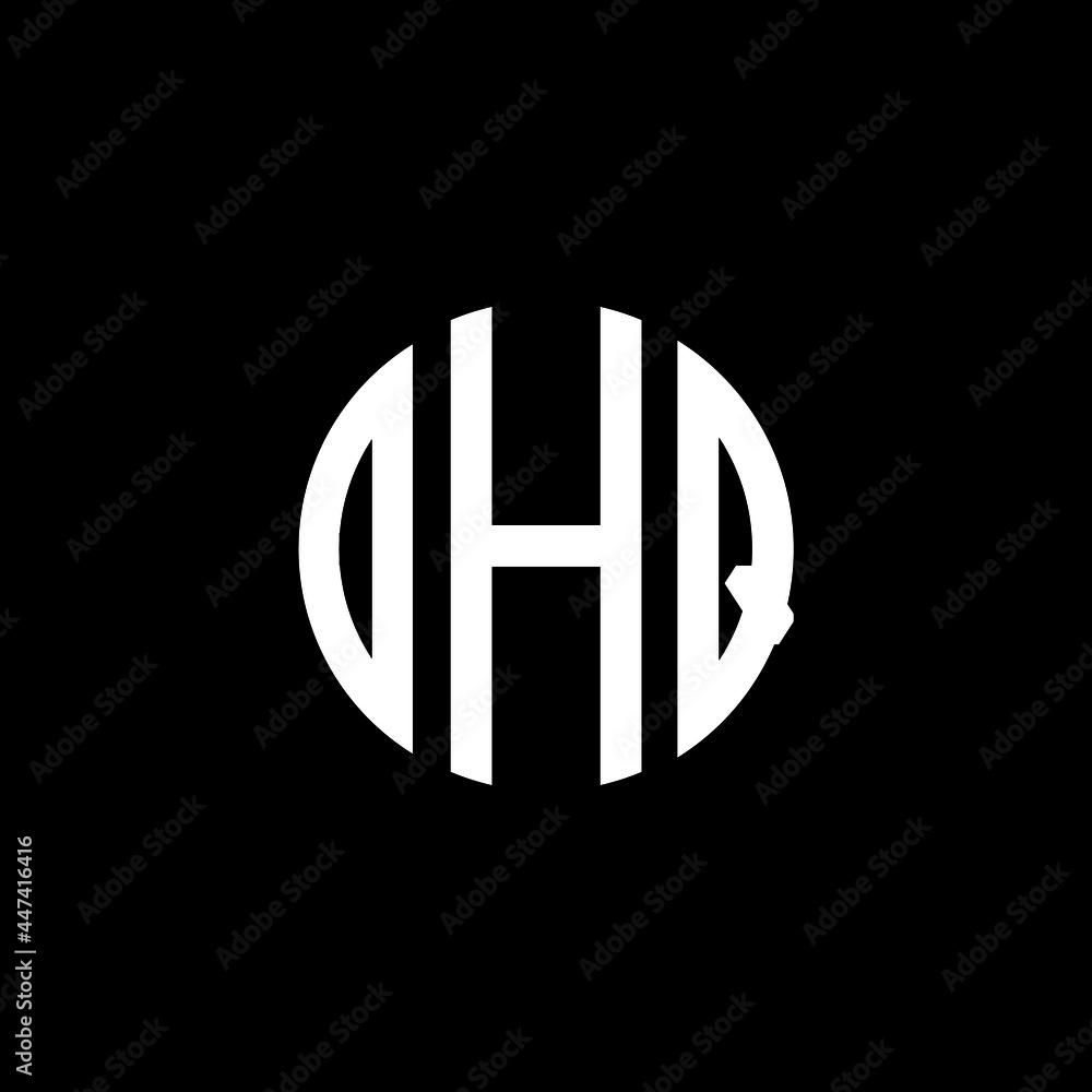 DHQ letter logo design. DHQ letter in circle shape. DHQ Creative three ...