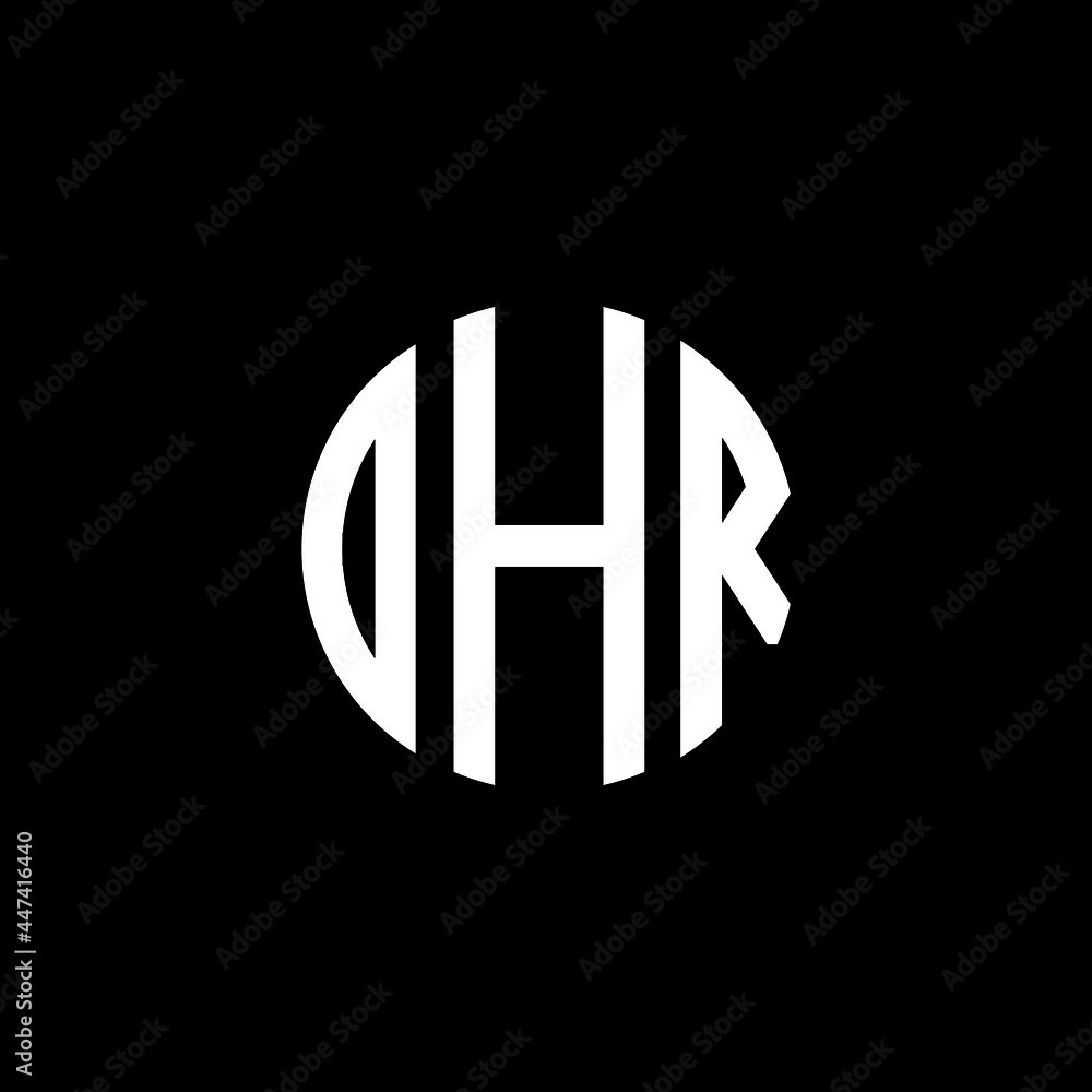 DHR letter logo design. DHR letter in circle shape. DHR Creative three ...