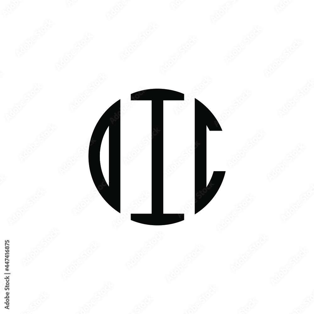 DIC letter logo design. DIC letter in circle shape. DIC Creative three ...