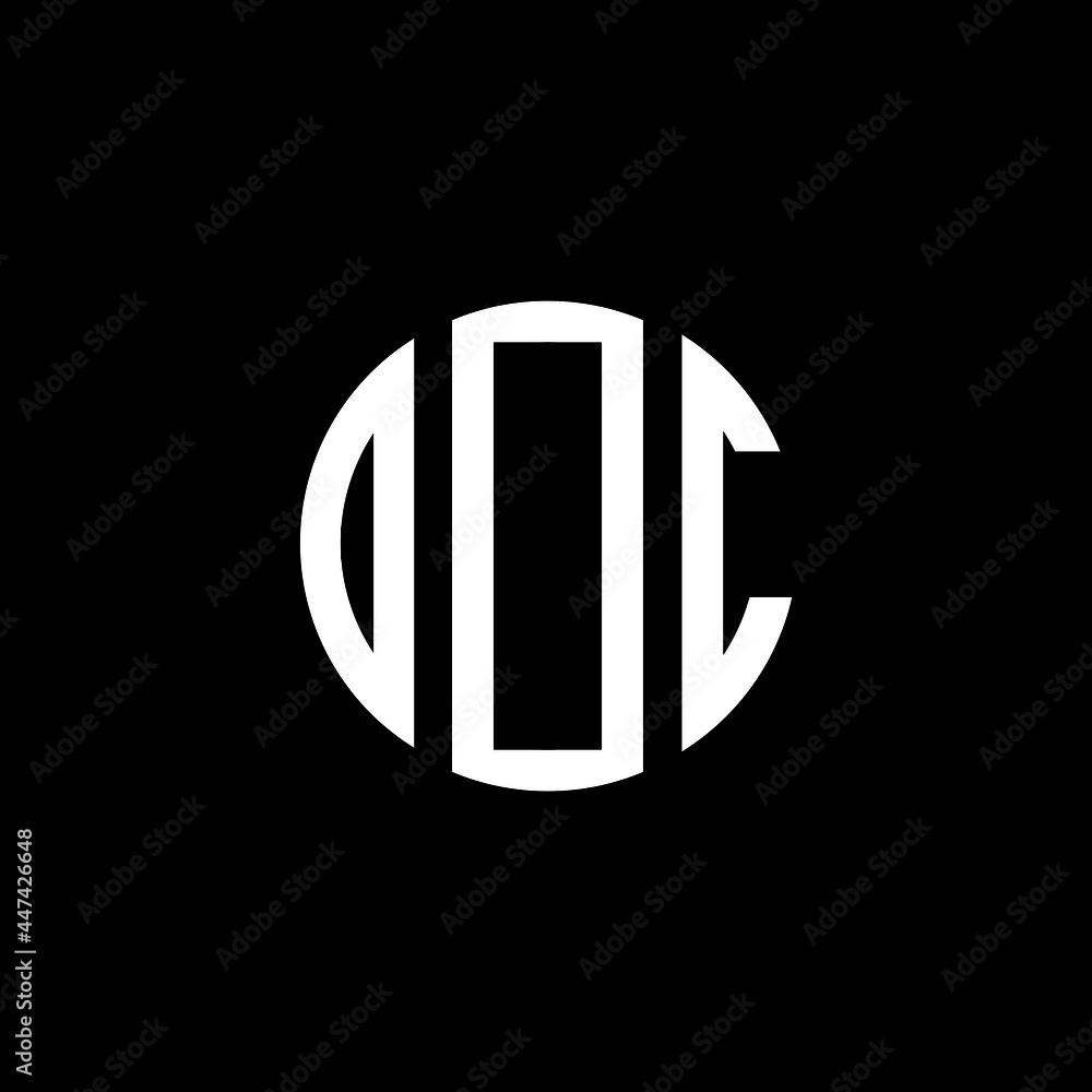 DOC letter logo design. DOC letter in circle shape. DOC Creative three ...