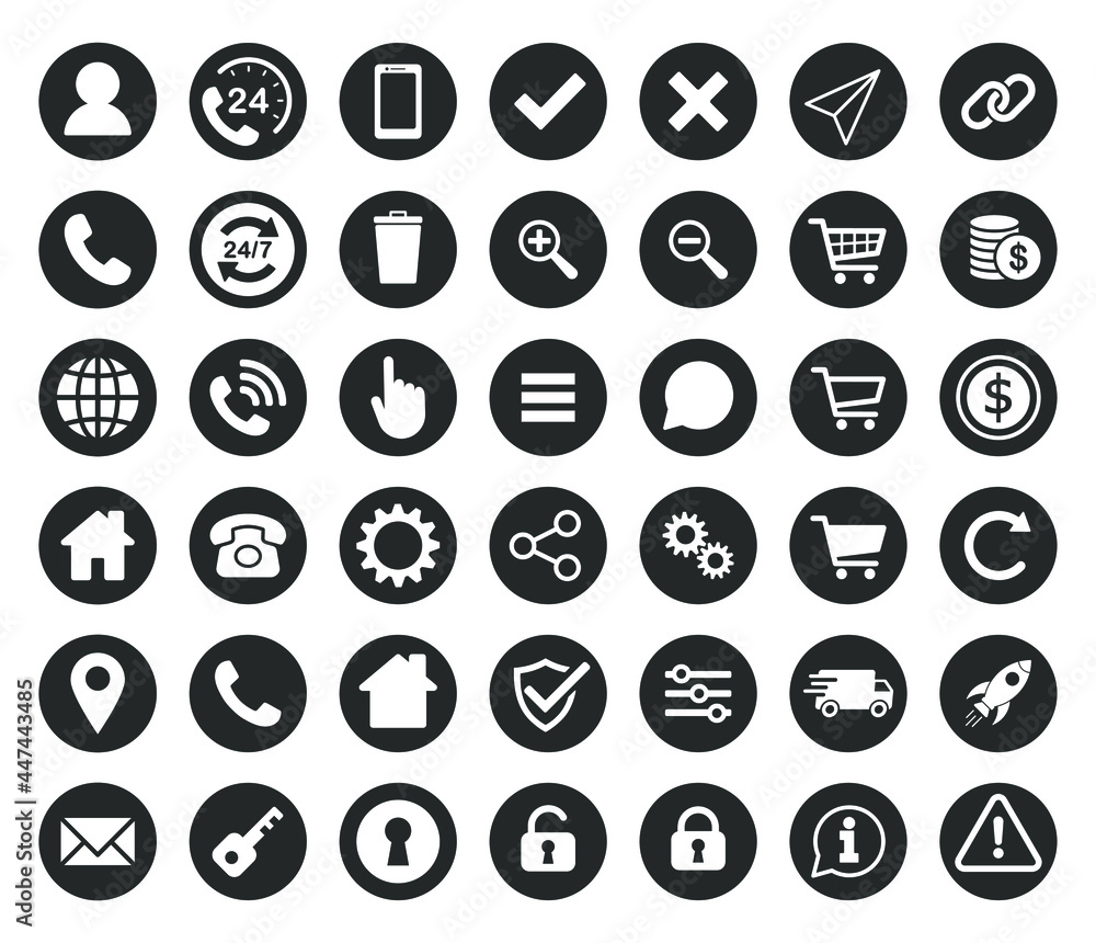 42 Universal business contact web interface icon symbol set. App ui ...