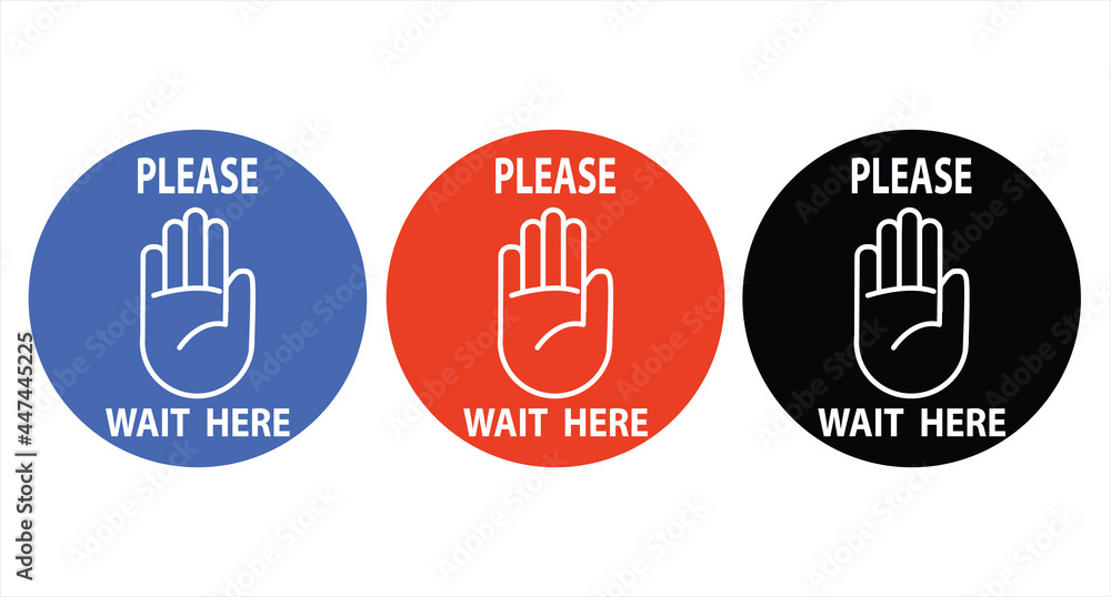 Set of Please wait here, Social distancing sign for covid 19 outbreak 1 ...