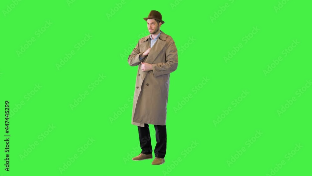 Confident police detective undercover show policemen id badge document ...